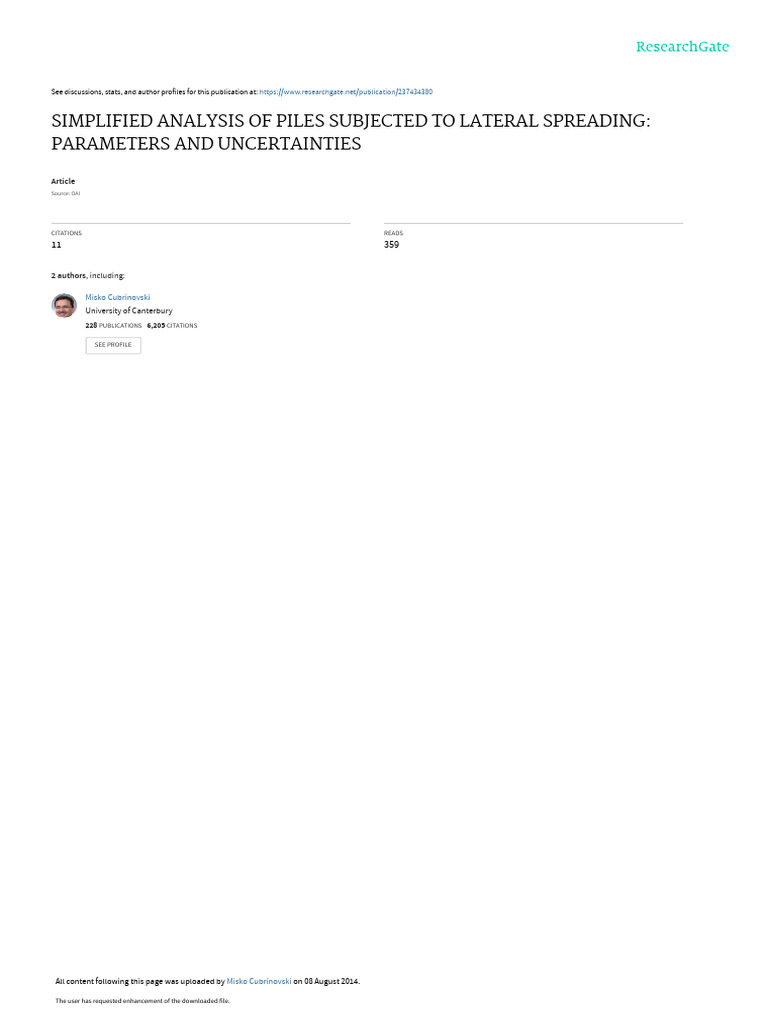 Simplified Kinematic Mechanism of Lateral Spreading - Cubrinovski 2007 ...