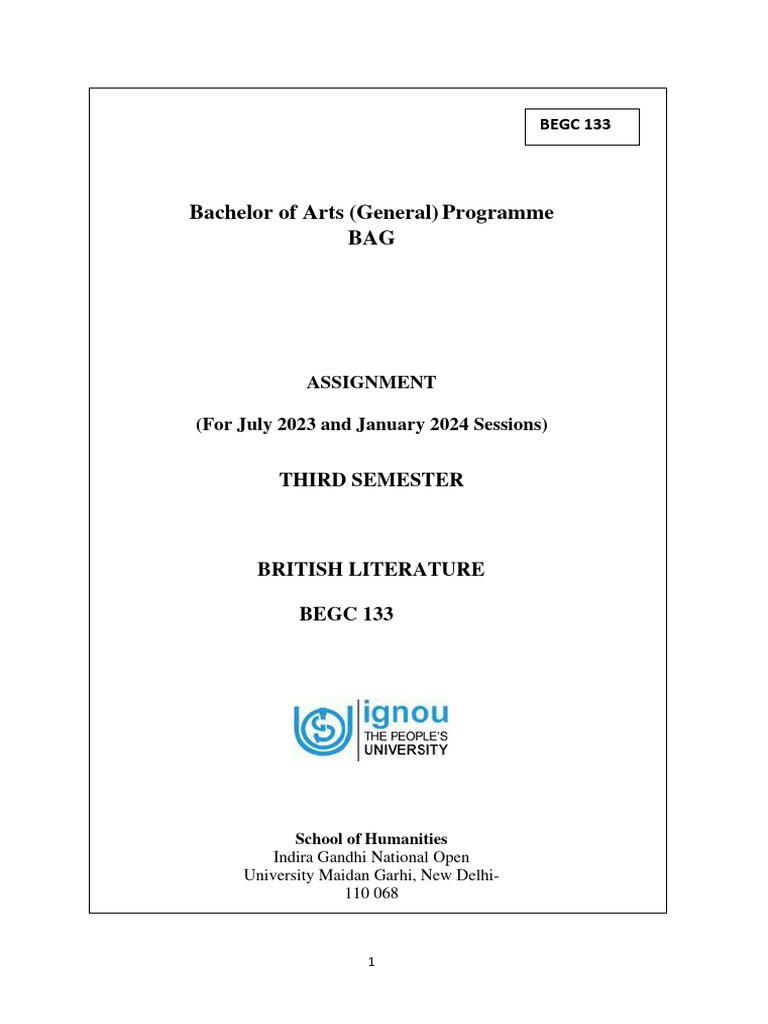 BEGC 133 British Literature Assignment | PDF