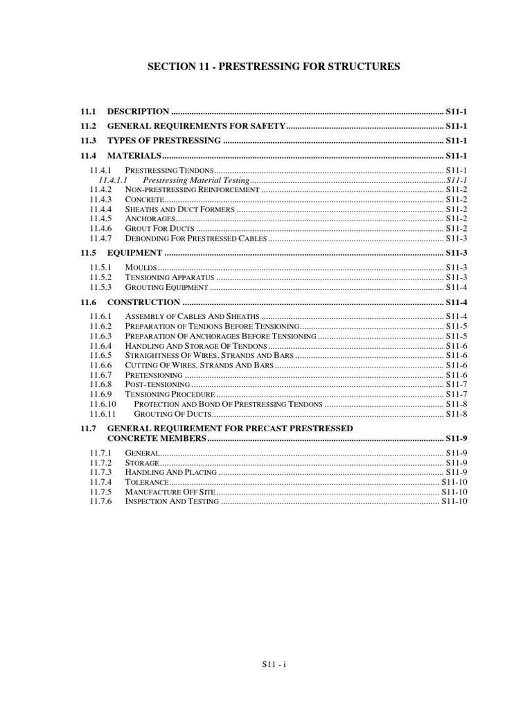Section 11 - Prestressing For Structures | PDF | Prestressed Concrete ...