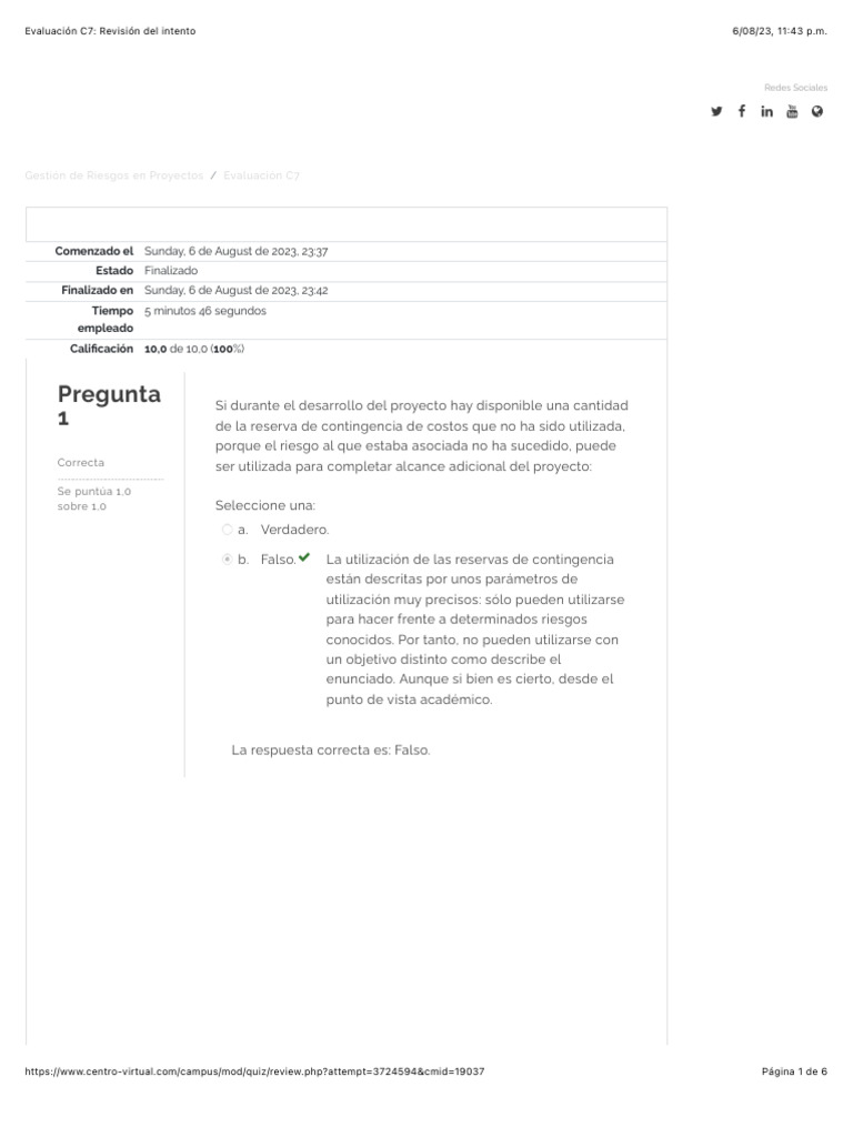Evaluación C7: Revisión Del Intento | PDF