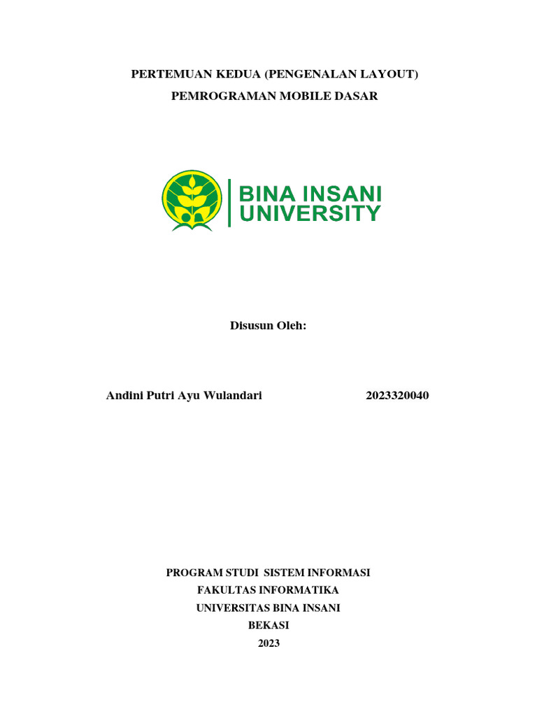 Tugas Pertemuan 2 - Andini Putri Ayu Wulandari - Layout | PDF