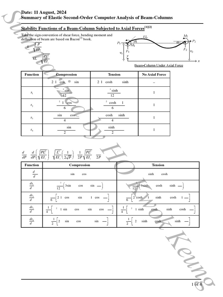 Summary of Elastic Second-Order Computer Analysis of Beam-Columns | PDF ...