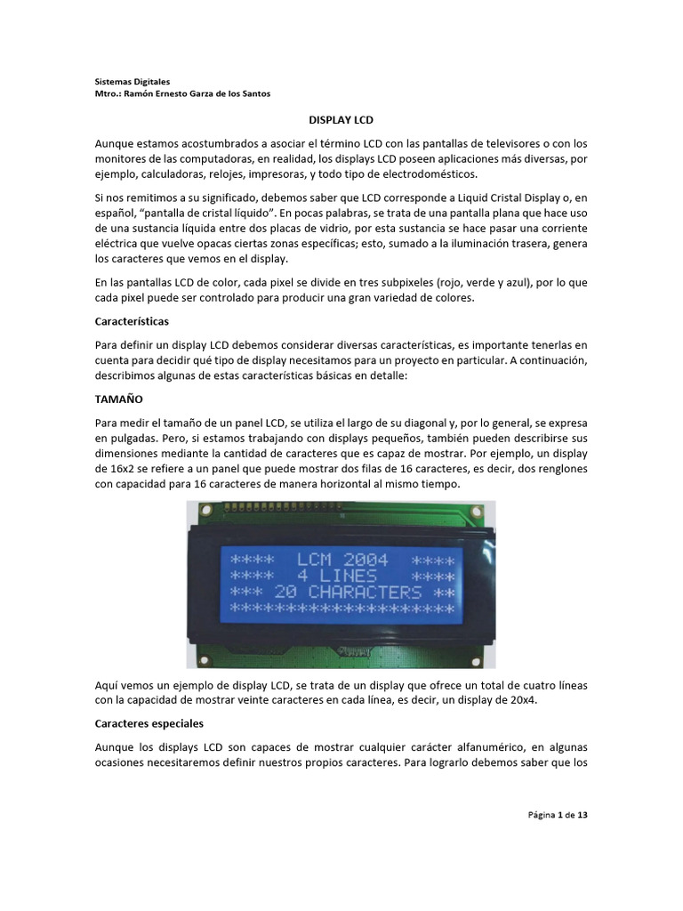 Display LCD | PDF | Pantalla de cristal líquido | Tecnología de pantalla