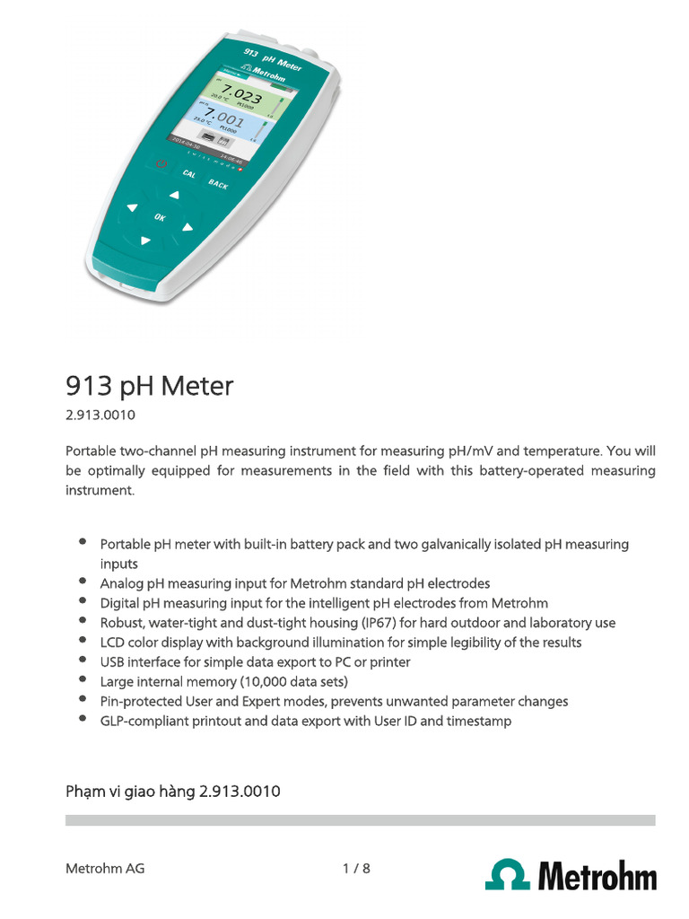 29130010.download pH913 Metrohm | PDF | Ph | Electricity