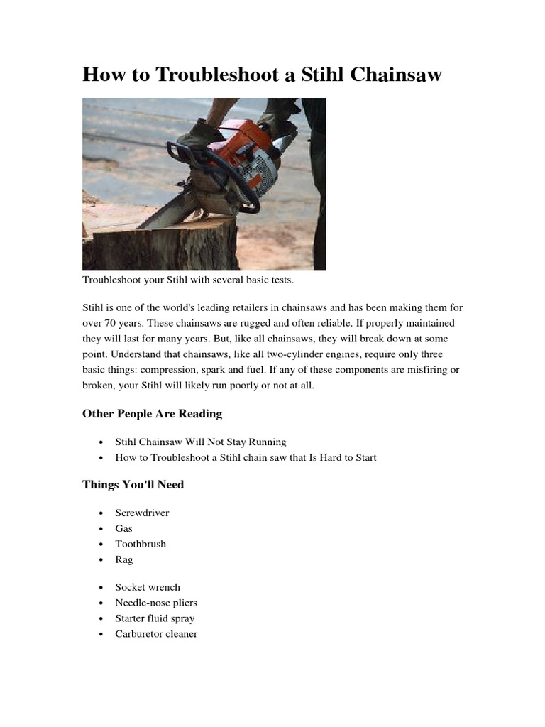 Troubleshooting A Stihl Chainsaw | PDF | Carburetor | Electrical Connector