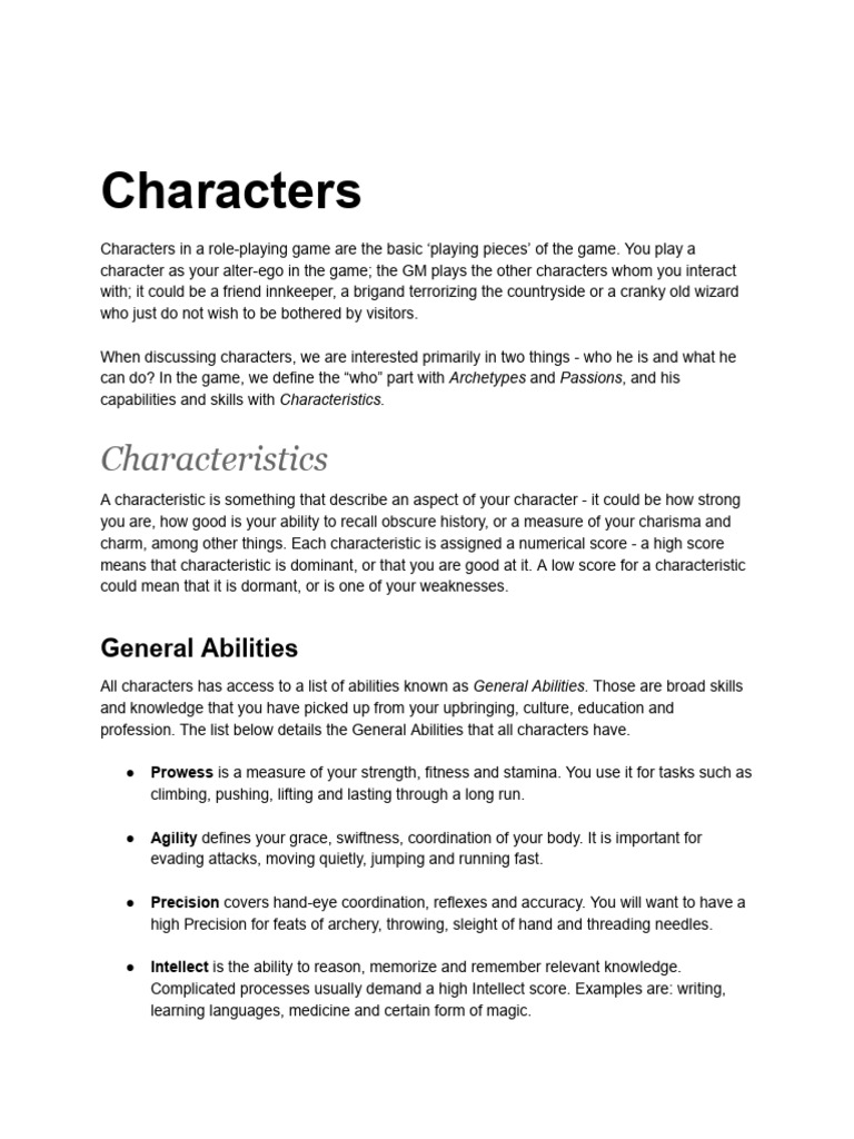 Characters | PDF | Motivation | Motivational