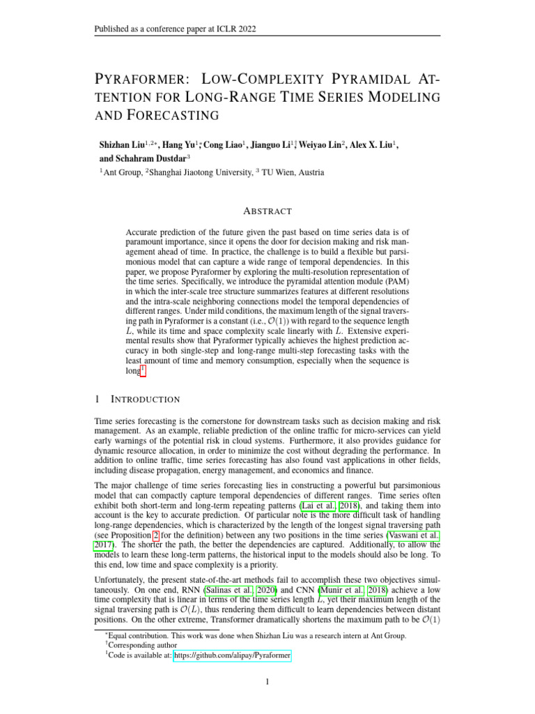 Pyraformer Low Complexity Pyramidal Attention For Long Range Time Series Modeling | PDF | Time ...