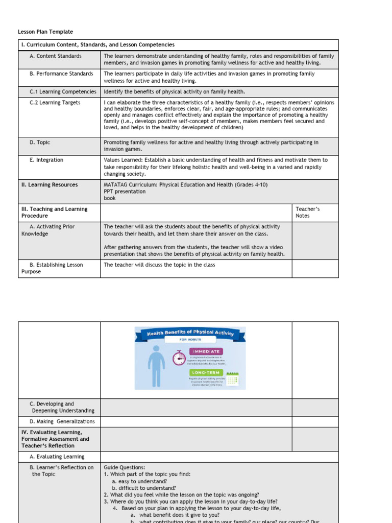 K 6 Lesson Plan Template 1 | PDF | Learning | Teachers