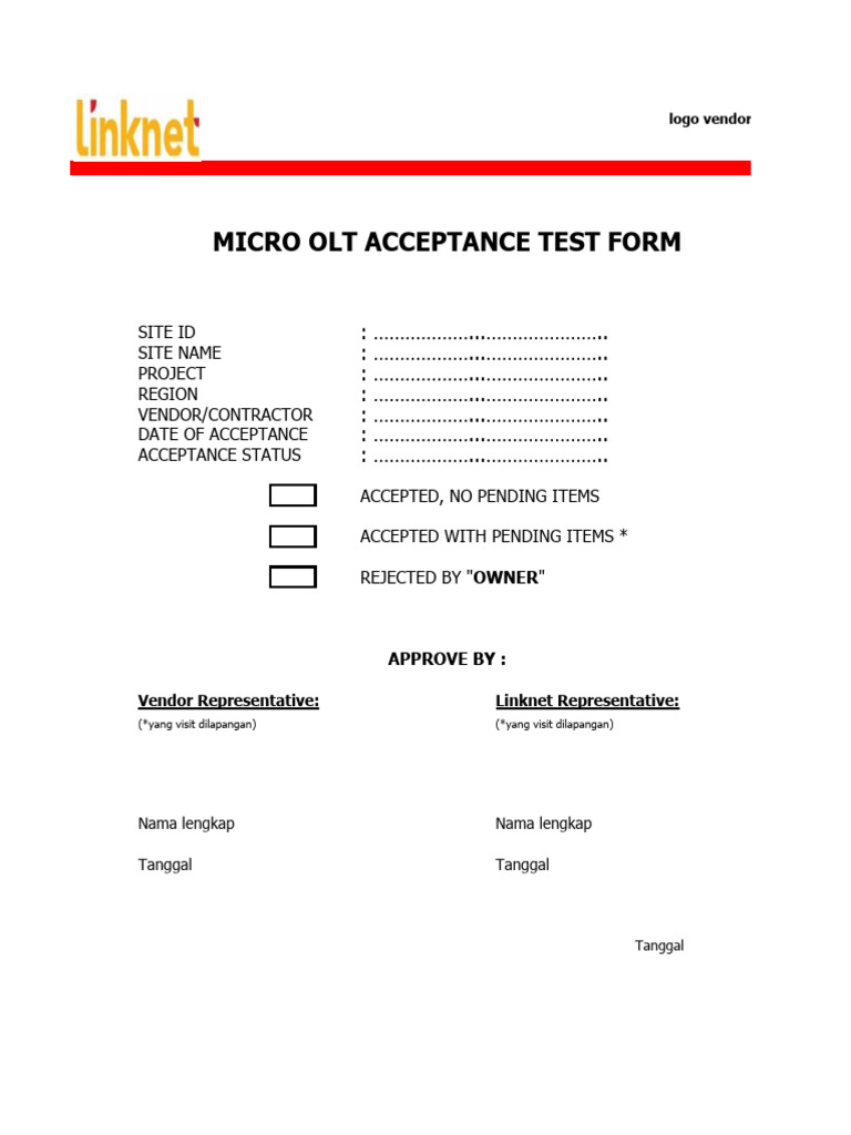 Form ATP Linknet Micro OLT LN 180124 | PDF | Electronics | Electromagnetism