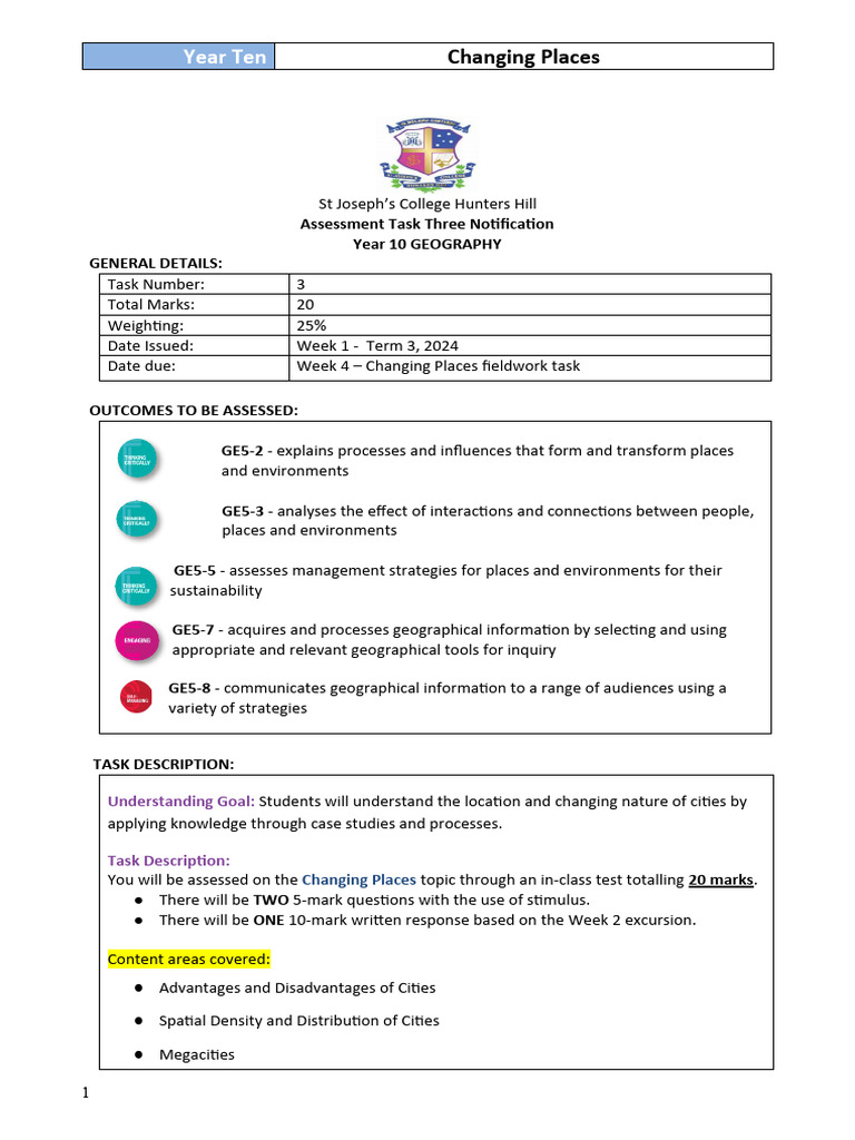 10 Geography Task 3 - Changing Places | PDF | Plagiarism | Geography
