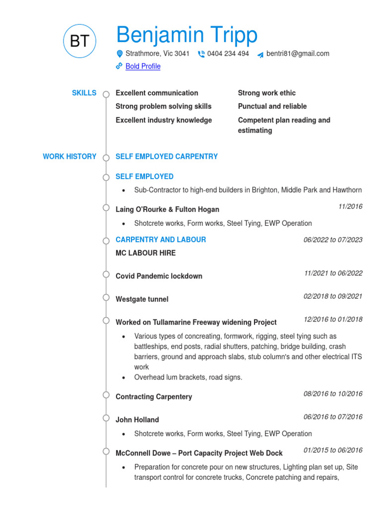 Benjamin_Tripp_Resume | PDF | Carpentry | Building Engineering