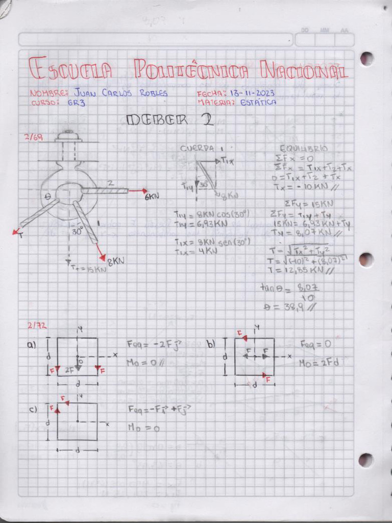 Deber 2 Estática Meriam | PDF