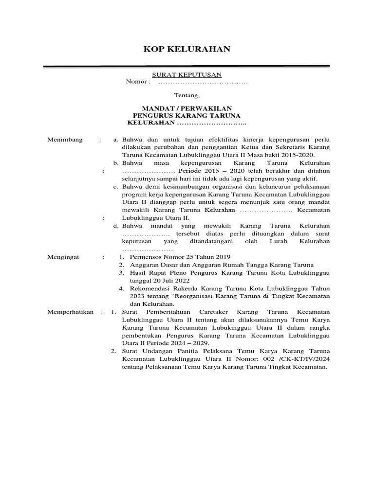 Contoh SK KT Kelurahan | PDF