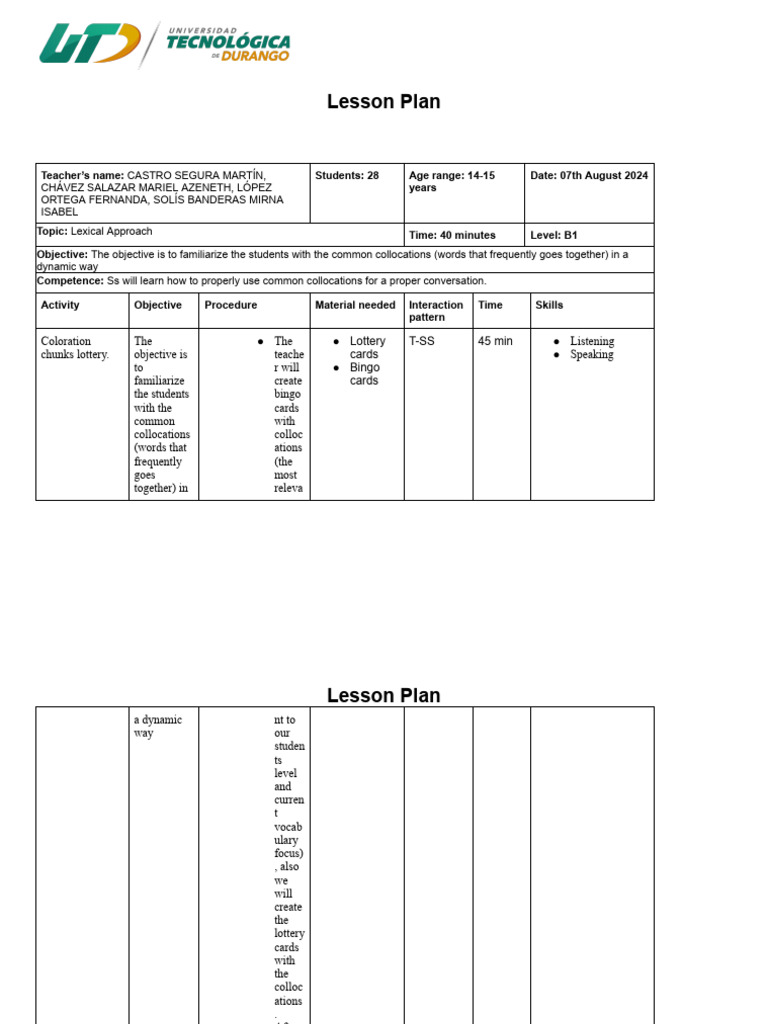Lesson Plan TTM 2 | PDF | Pedagogy | Learning