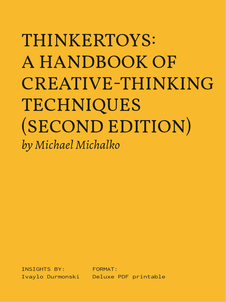 Thinkertoys by Michael Michalko Summary | PDF | Attitude (Psychology ...
