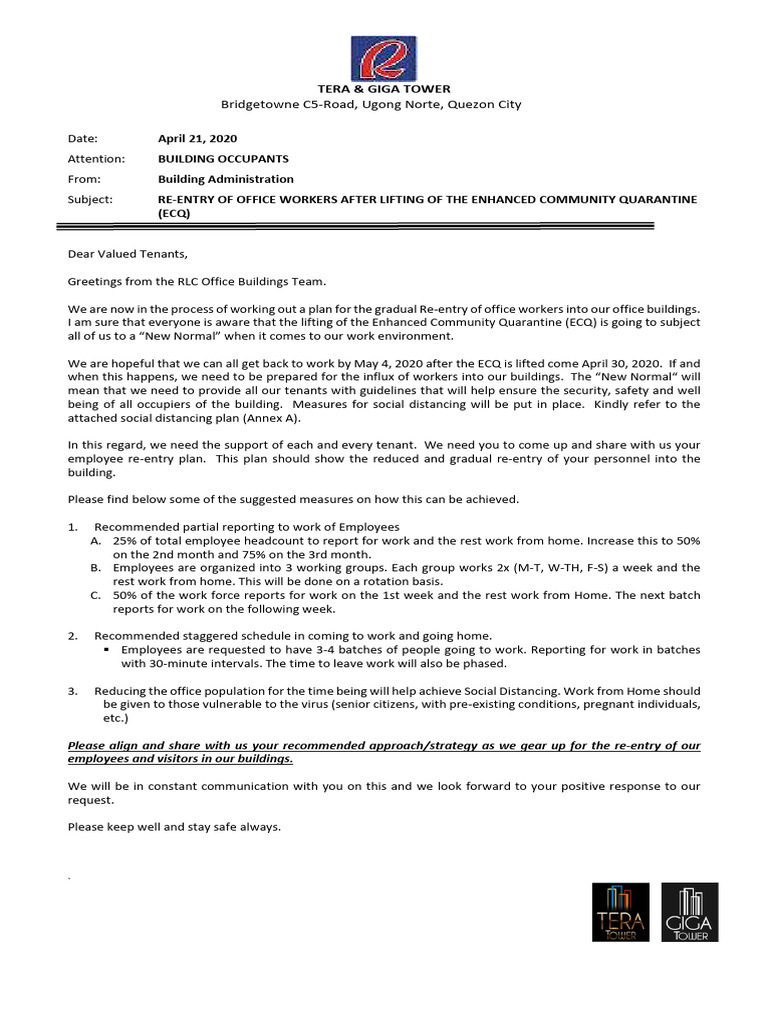 Re-Entry AFTER ECQ p1 | PDF | Pandemic