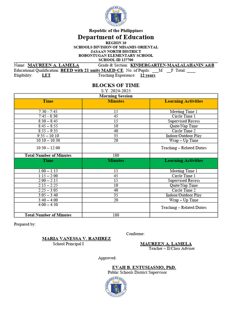 Blocks of Time Sy 2024 2025 | PDF