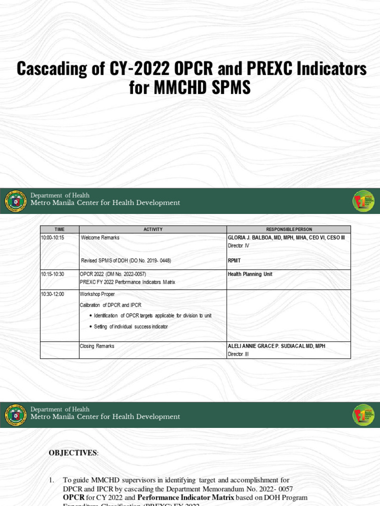 SPMS 2022 Health Planning Unit Final Version With Key Agreements | PDF ...