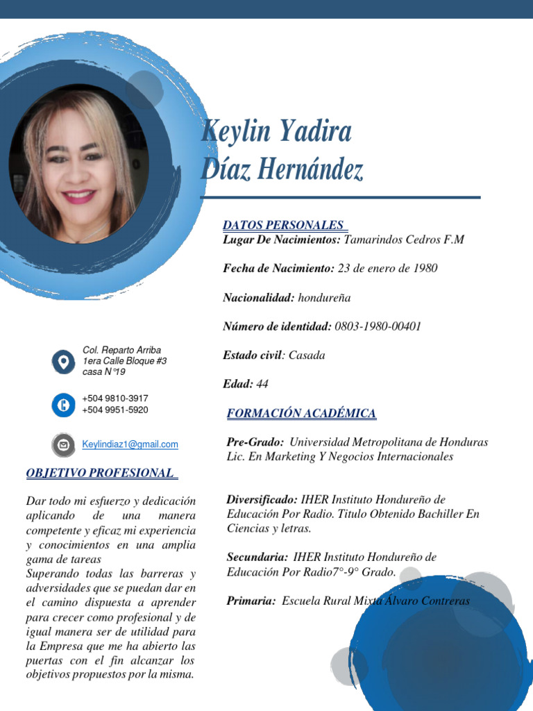 Curriculum Keylin Yadira Diaz Hernandez | PDF | Honduras