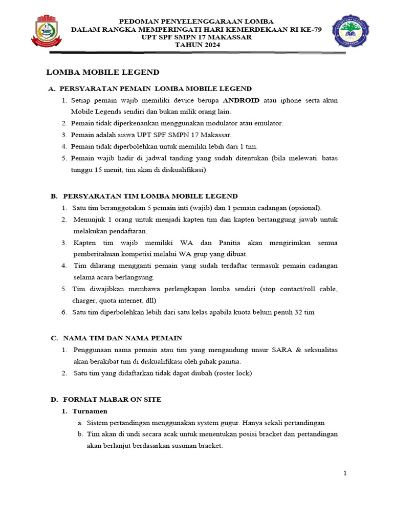Lomba Mobile Legend | PDF