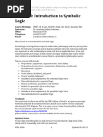 PHIL 120: Symbolic Logic Syllabus | PDF | Interpretation (Logic) | Logic