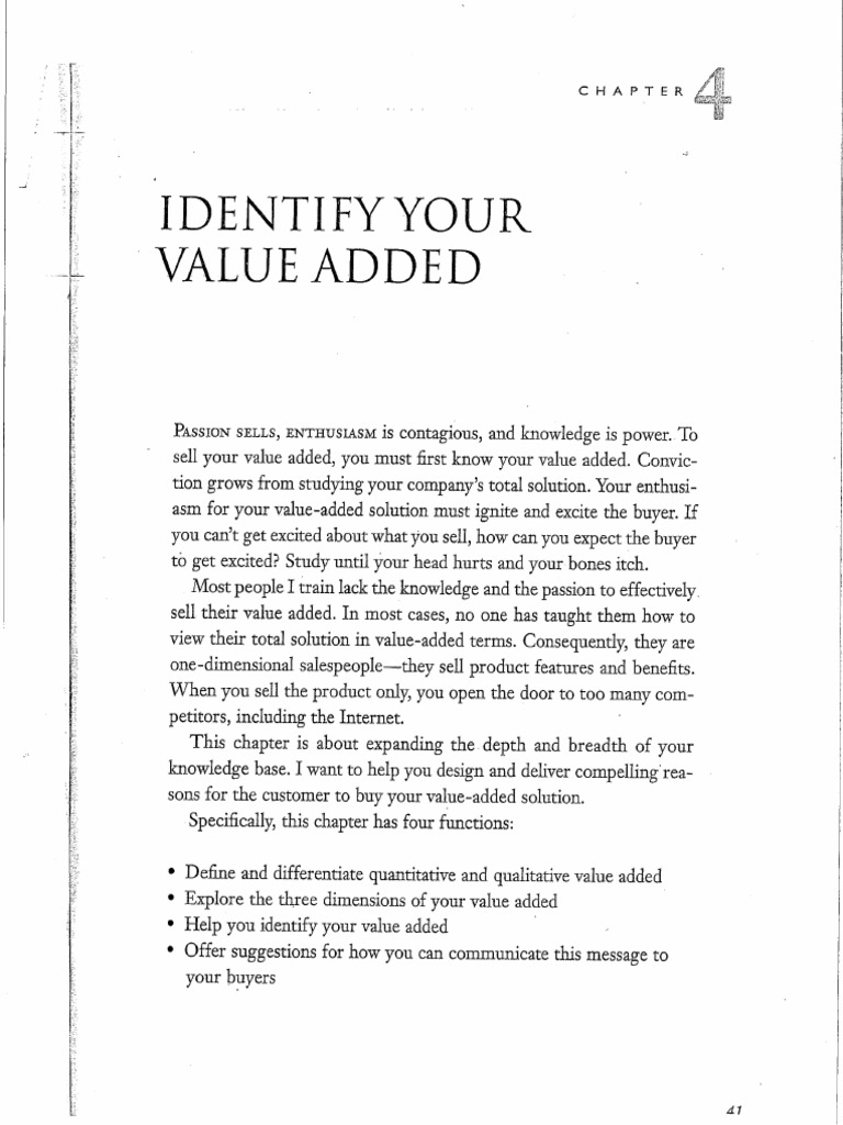 Identify Your Value Added Old CHP4 | PDF