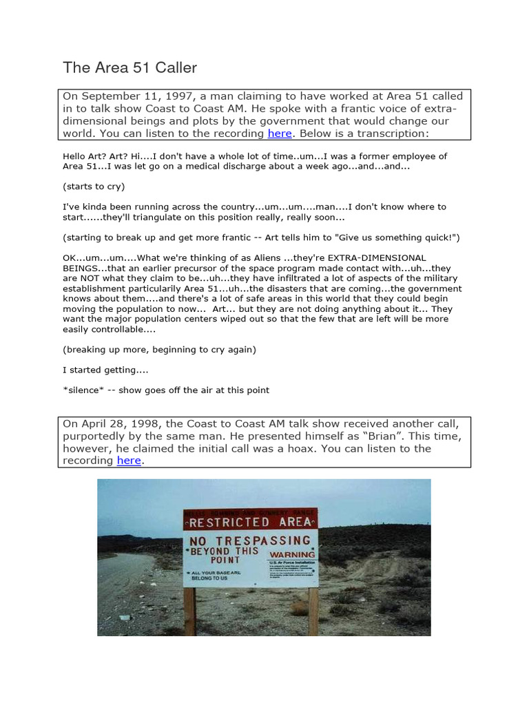 The Area 51 Caller | PDF