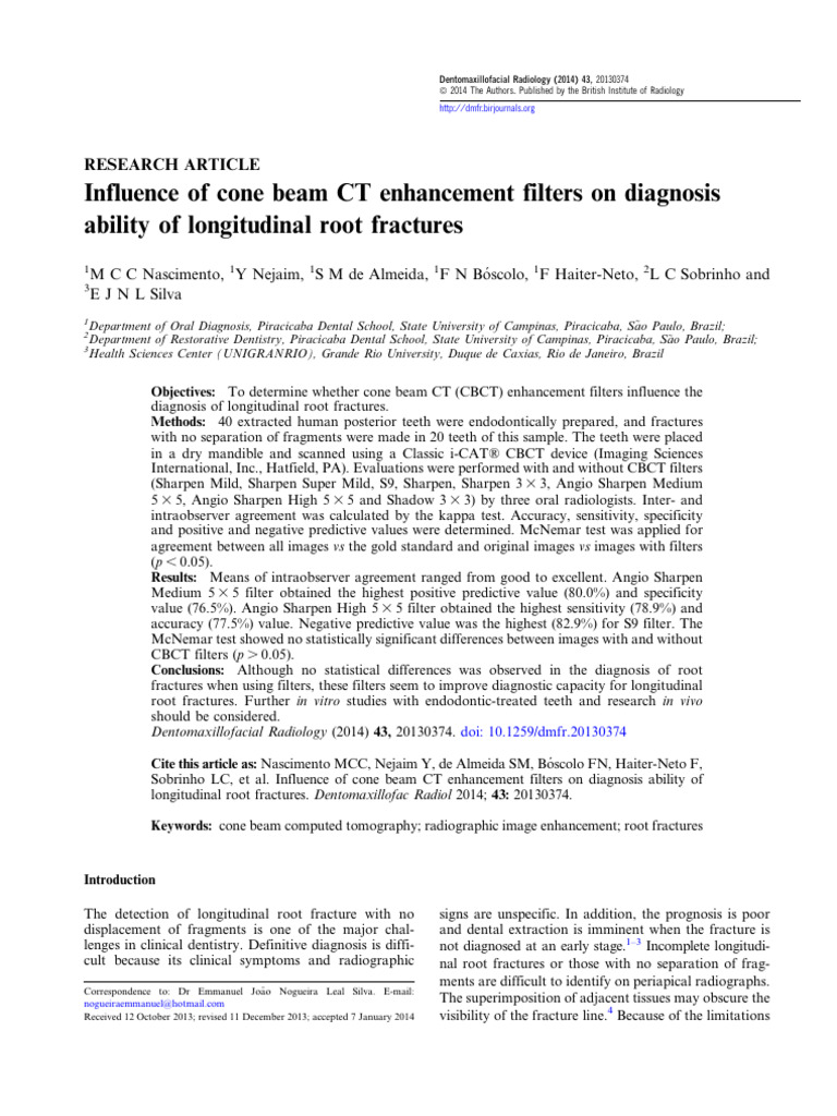 DMFR 20130374 | PDF | Radiology | Radiography