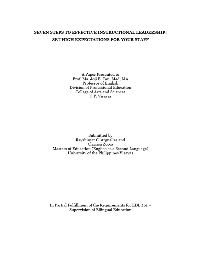 Acad Paper - Edl 261 - 2 (Checked) | PDF | Teachers | Goal