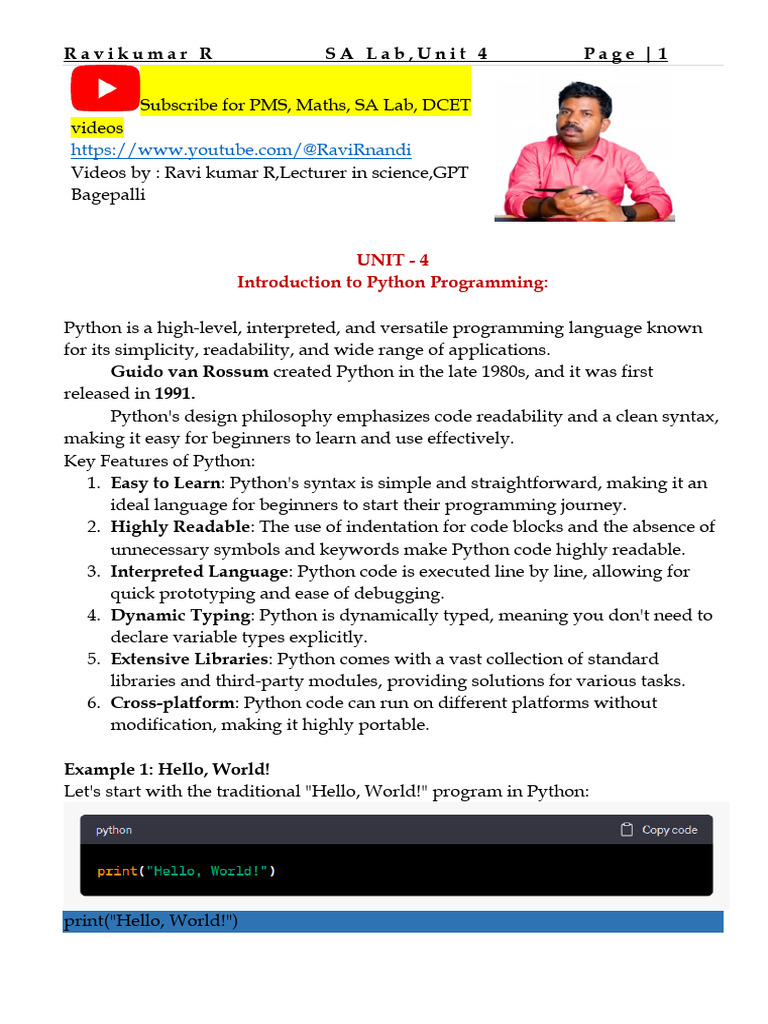 Unit 4 Notes Pdf Python Programming Language Parameter Computer Programming