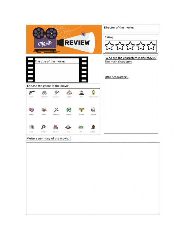 Movie Review Worksheet | PDF