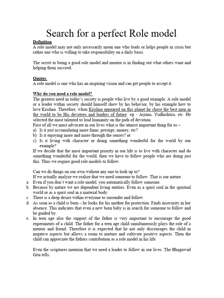 Choosing Your Role Models | PDF | Hero | Krishna