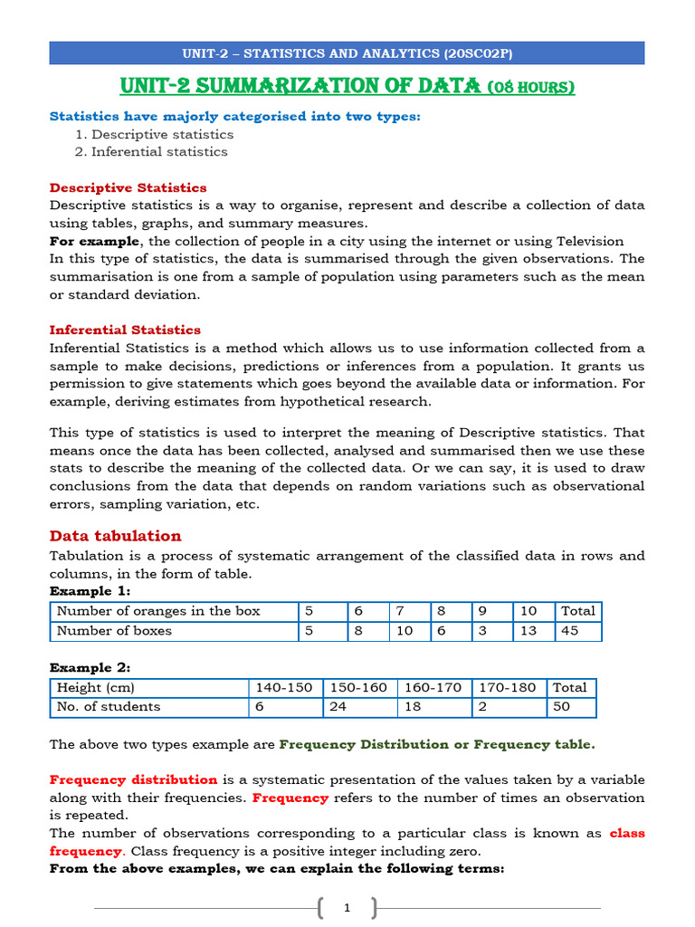 Unit 2 Statistics Analytics | PDF | Histogram | Statistics