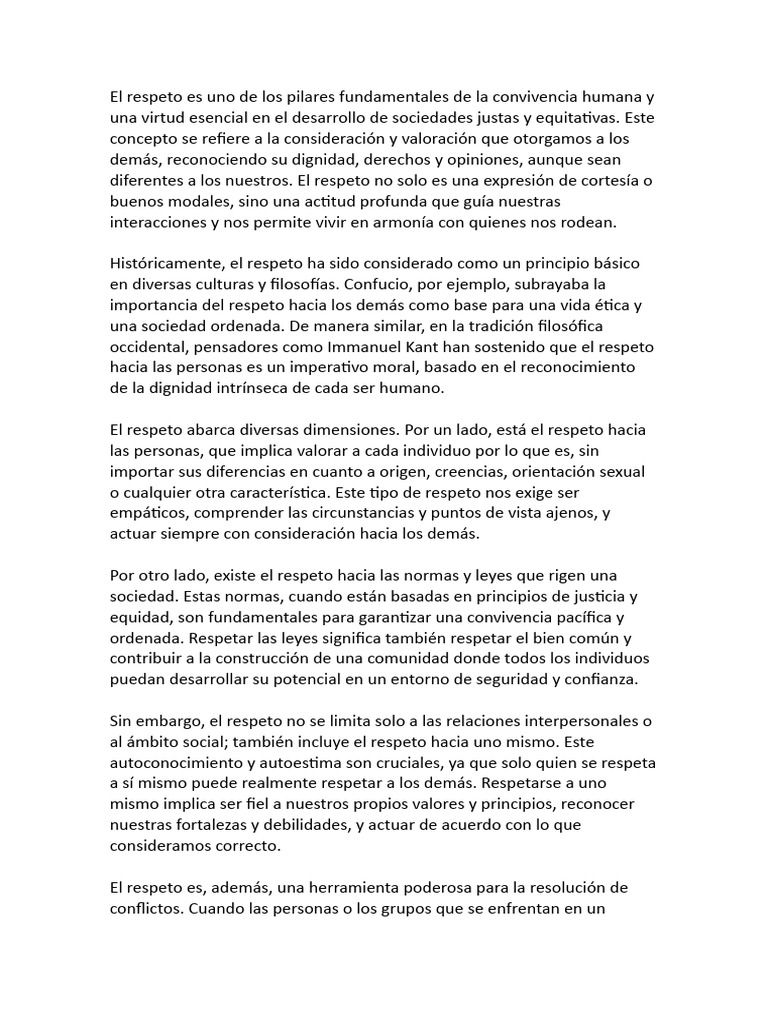 El Respeto: Pilar de la Convivencia | PDF | Sociedad | Psicología Social
