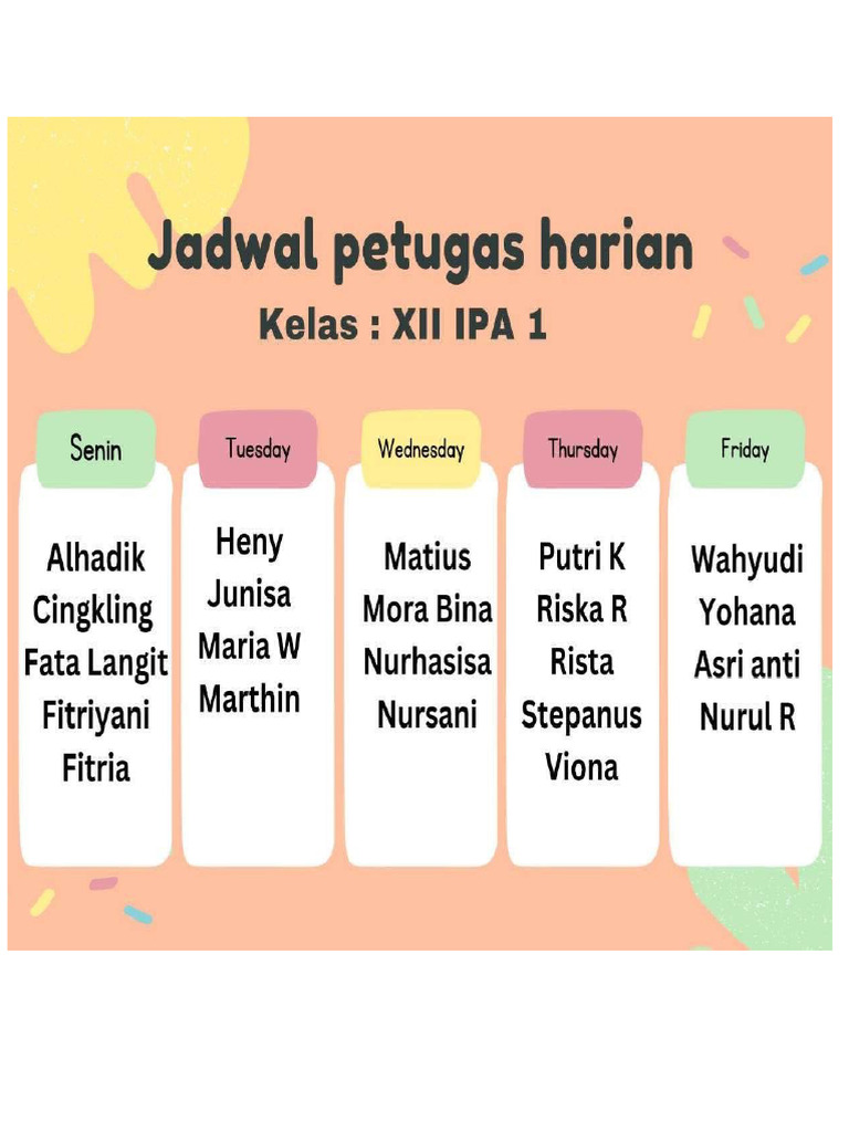 Orange White Abstract Playful Class Schedule | PDF