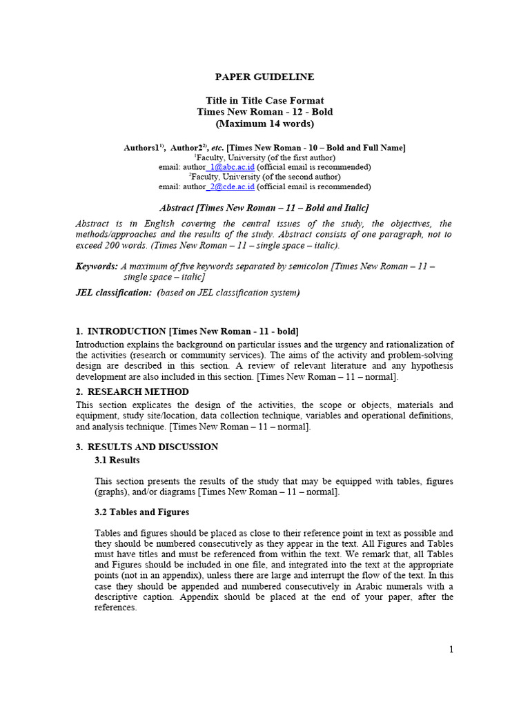 Jep Template | PDF | Citation | Times New Roman