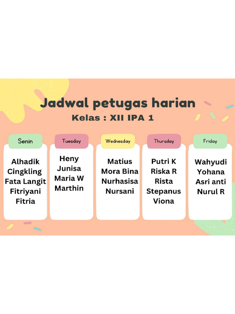 Orange White Abstract Playful Class Schedule | PDF