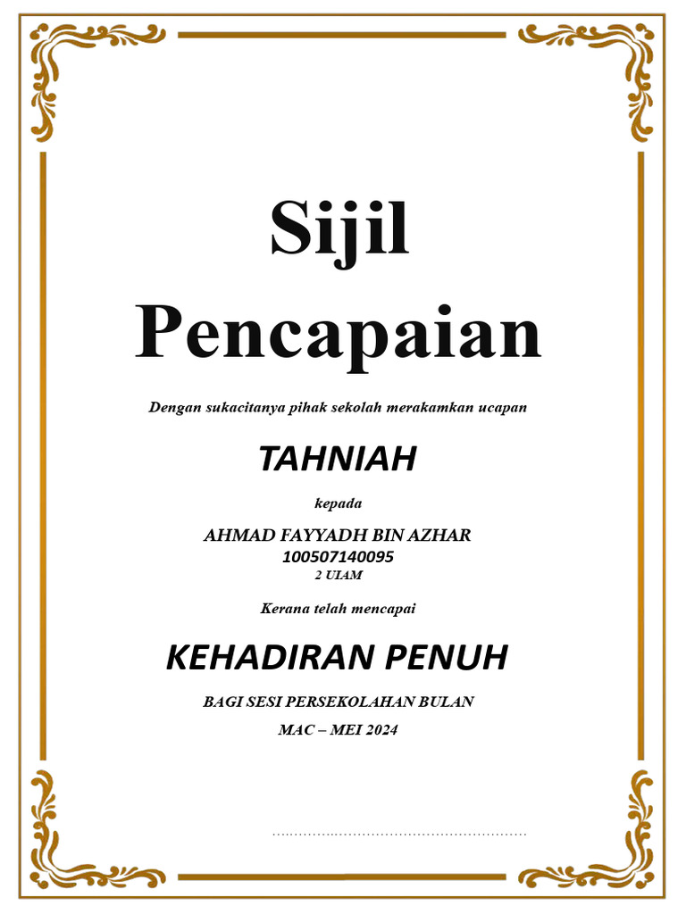 TAPAK SIJIL KEHADIRAN PENUH | PDF