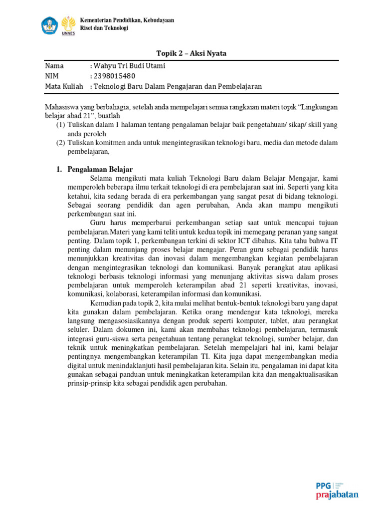 Topik 2 - Aksi Nyata - Wahyu Tri Budi Utami | PDF