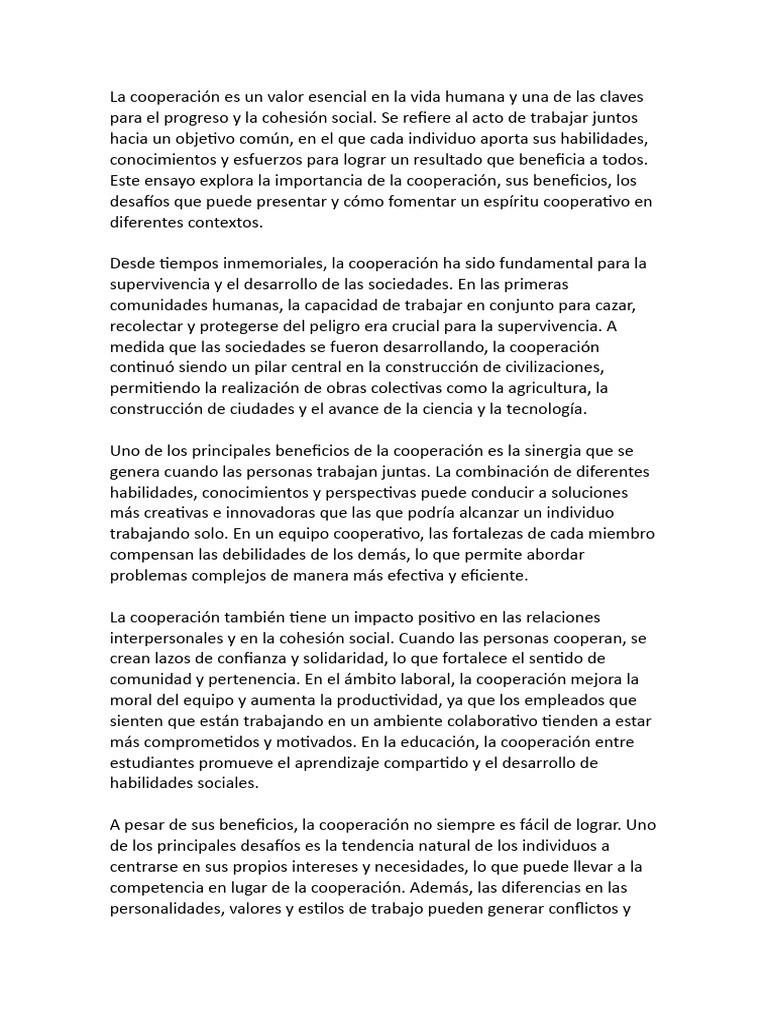 Importancia de la cooperación social | PDF | Cooperación | Aprendizaje