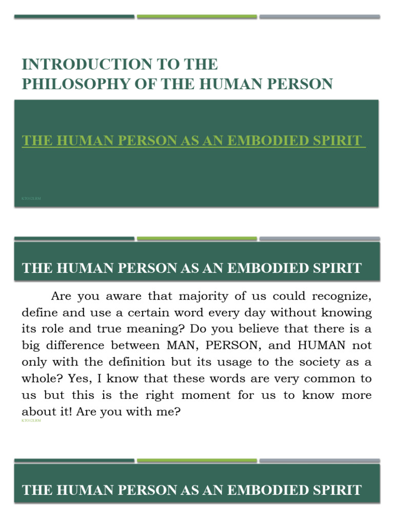 The Human Person As An Embodied Spirit | PDF | Soul | Noble Eightfold Path