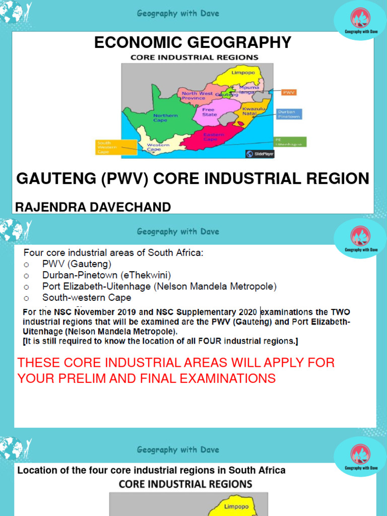 Economic Geog Secondary Activities - Core Industrial Region PWV | PDF ...