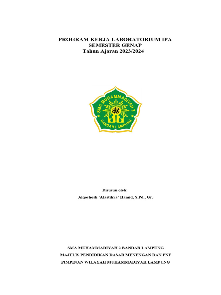 Program Kerja Laboratorium Ipa | PDF