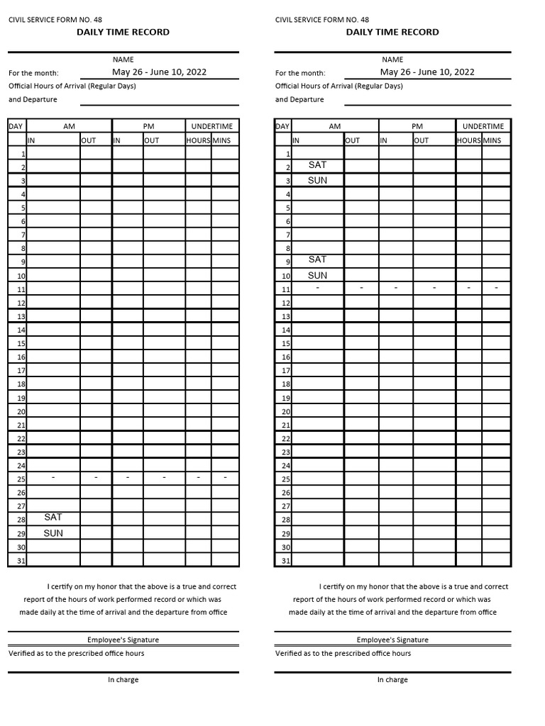 Blank Dtr Print1 | PDF