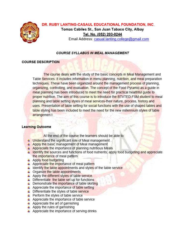 Meal Mangement Btvted FSM II | PDF | Nutrition | Diet & Nutrition