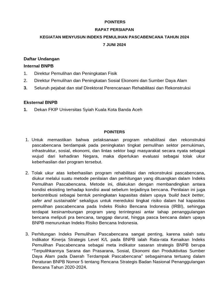 Pointers Pembukaan Direktur Rapat Persiapan Indeks (PDF - Io) | PDF