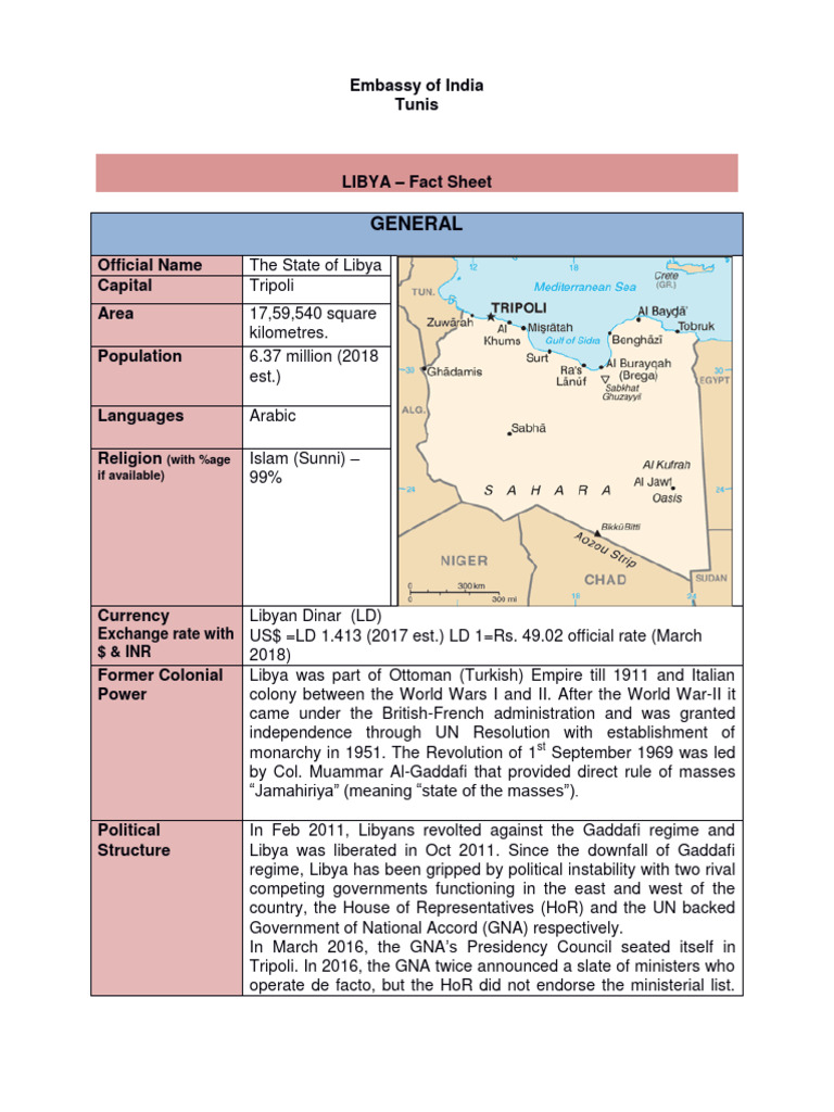 Fact Sheet Libya November 2018 | PDF | Government Of National Accord ...