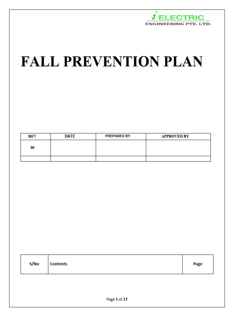 FALL PREVENTION PLAN (Reviewed) | PDF | Risk | Occupational Safety And Health