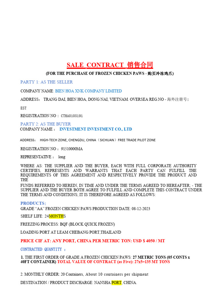 Purchasing Contract China | PDF | Cargo | Private Law