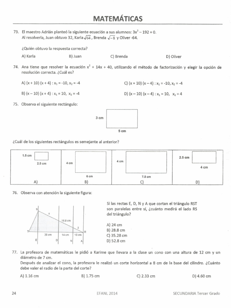 EFANL-2014-mate 3ro-Secundaria-24-32 | PDF